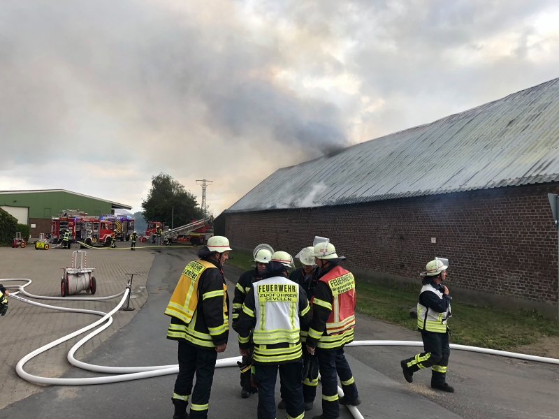 Brand einer Scheune - Drei Kühe verendet [ Einsatzbericht / Issum Sevelen ]
